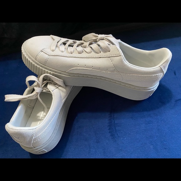 Puma | Shoes | Puma Beige Platform Casual Sneakers | Poshmark